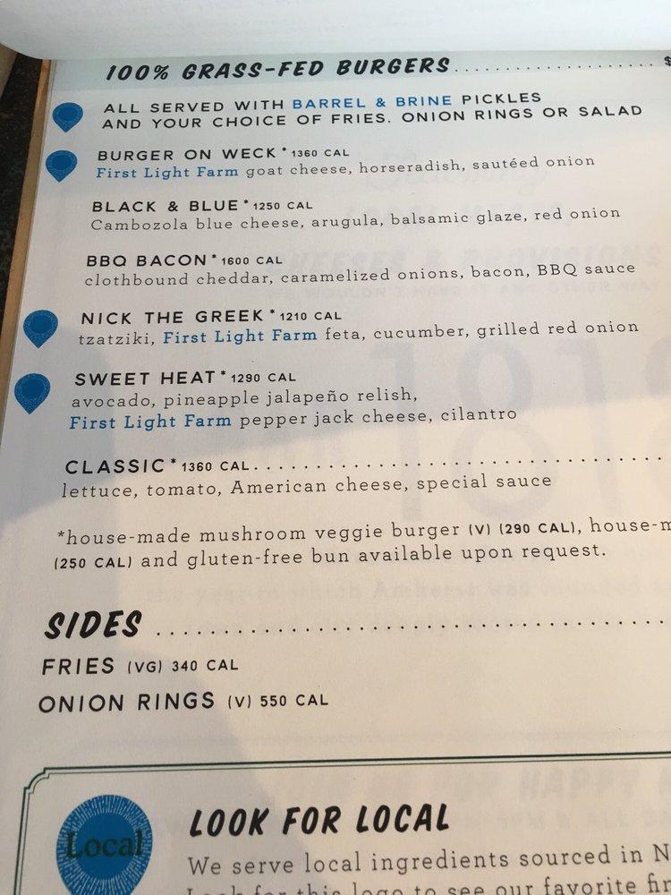 Menu at Bar 1818, Amherst