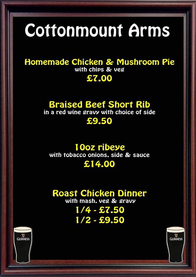 Menu at Cottonmount Arms pub & bar, Mallusk