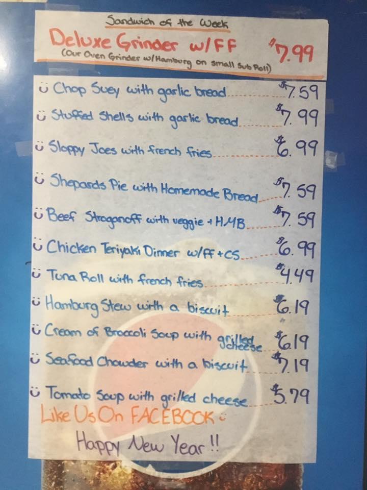 Menu at Ellis Variety and Diner restaurant, Dixfield
