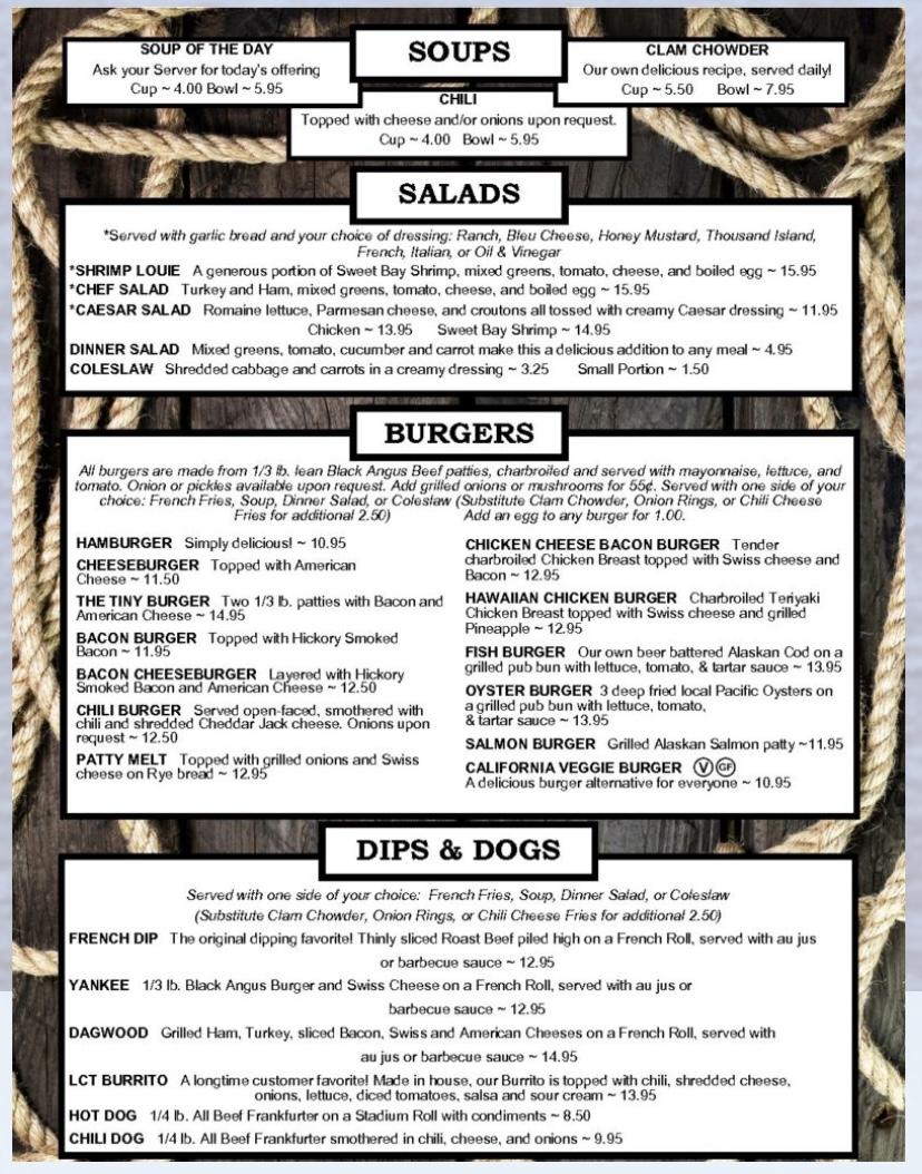 Menu at La Conner Pub & Eatery, La Conner