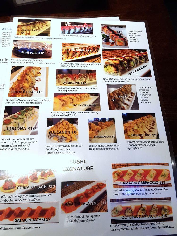 Menu at Nona Sushi restaurant, Fayetteville, Morganton Rd