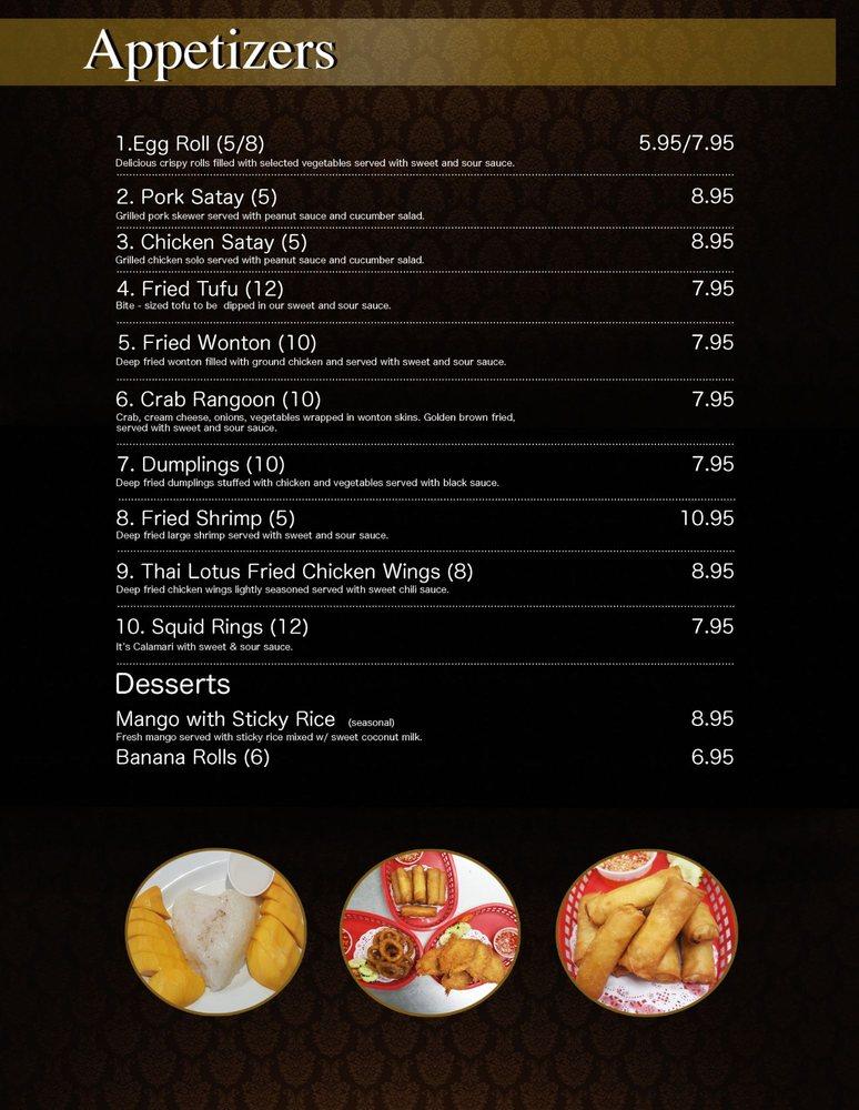 Menu at Thai Lotus Restaurant, Hesperia