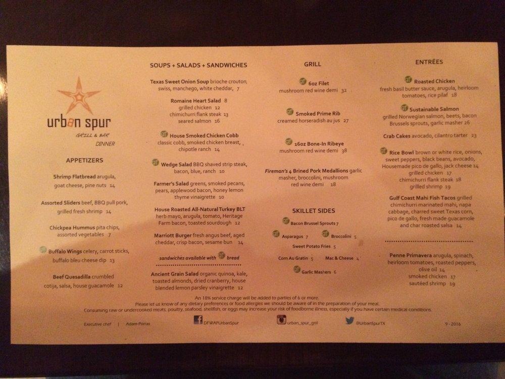 Menu at Urban Spur pub & bar, Irving
