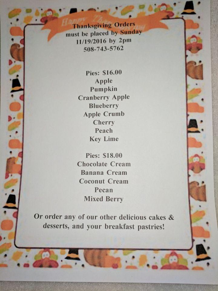 Menu at Becky's Bakery, Bourne