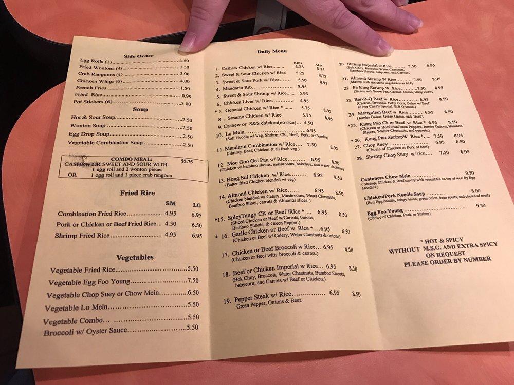 Menu at Canton Inn restaurant, Springfield