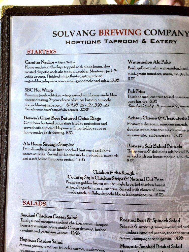 Menu at Solvang Brewing Company - Hoptions Taproom & Eatery- Lompoc pub ...