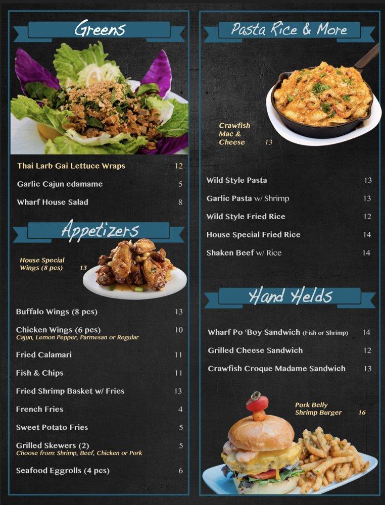 Menu at The Wharf restaurant, Laguna Beach