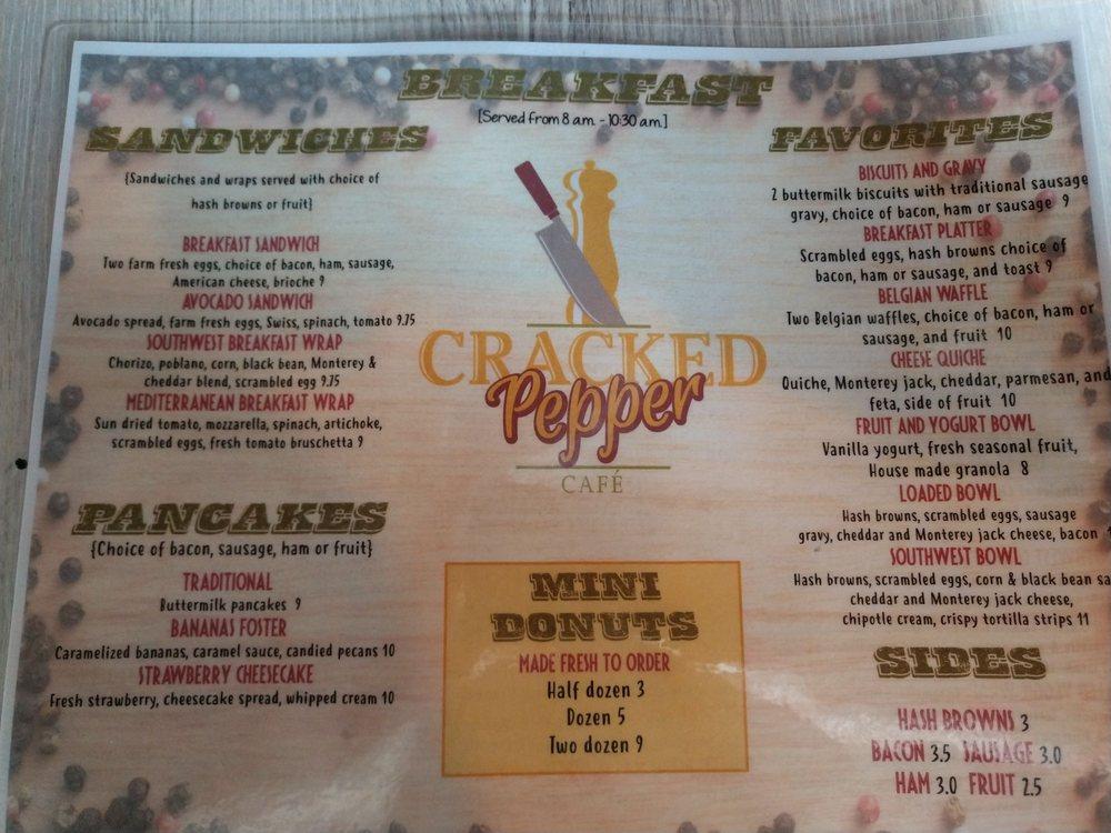Menu at Cracked Pepper cafe, Peoria, West Glen Ave