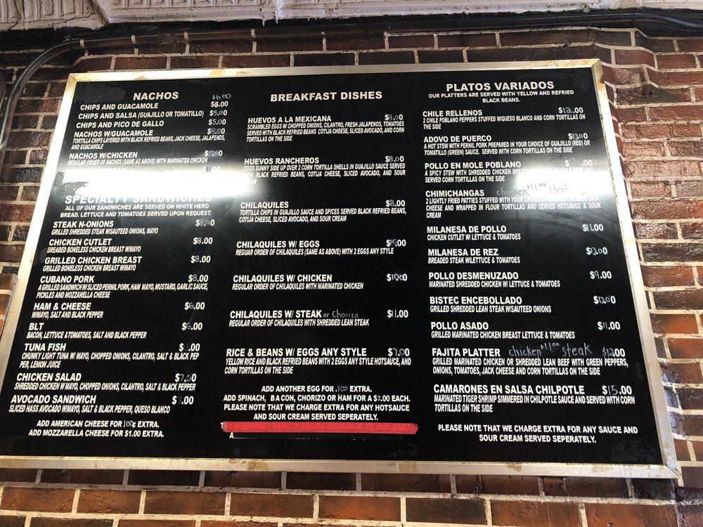Menu at Downtown Bakery, New York City