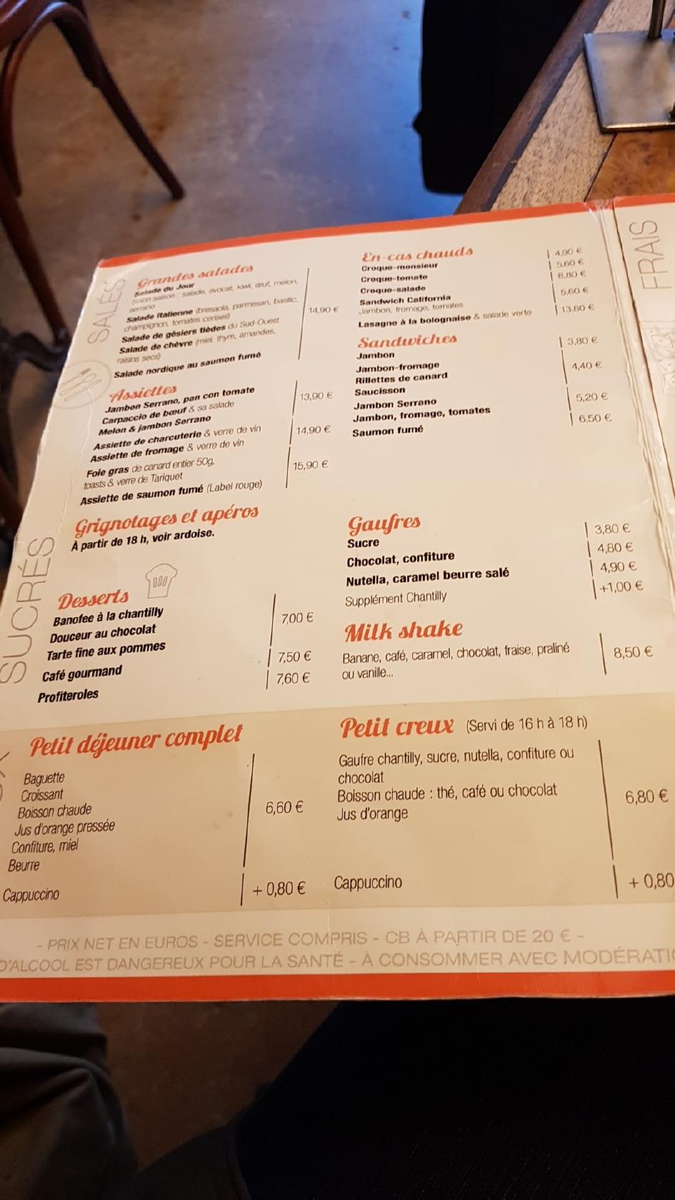 Menu au Café Albert, Toulouse, 15 Pl. du Capitole