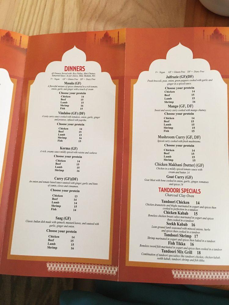 Menu at Taste Of India restaurant, Green Bay, S Oneida St