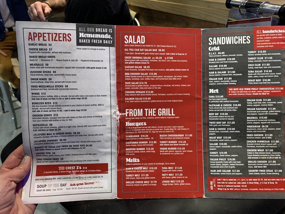 Menu at The Crest Sports Bar & Grill, Torrance