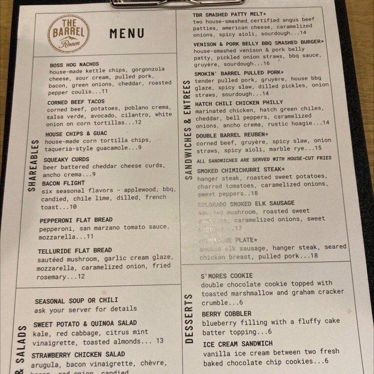Menu at The Gallery Sportsman's Club, Lakewood