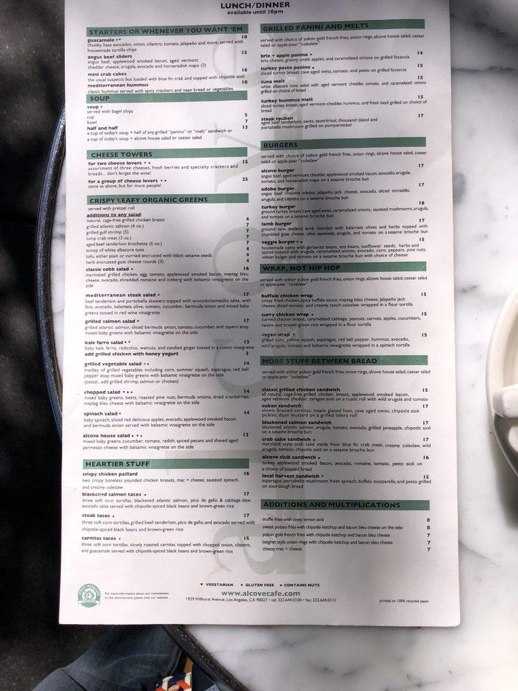 Menu at Big Bar, Los Angeles, Hillhurst Ave