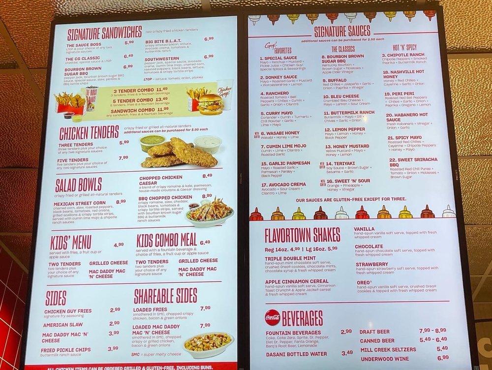 Menu at Chicken Guy! fast food, Nashville