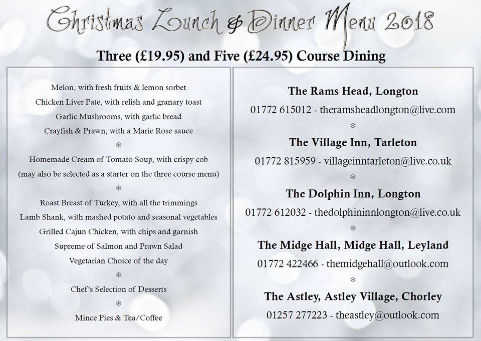 Menu at The Dolphin Inn pub & bar, Tarleton