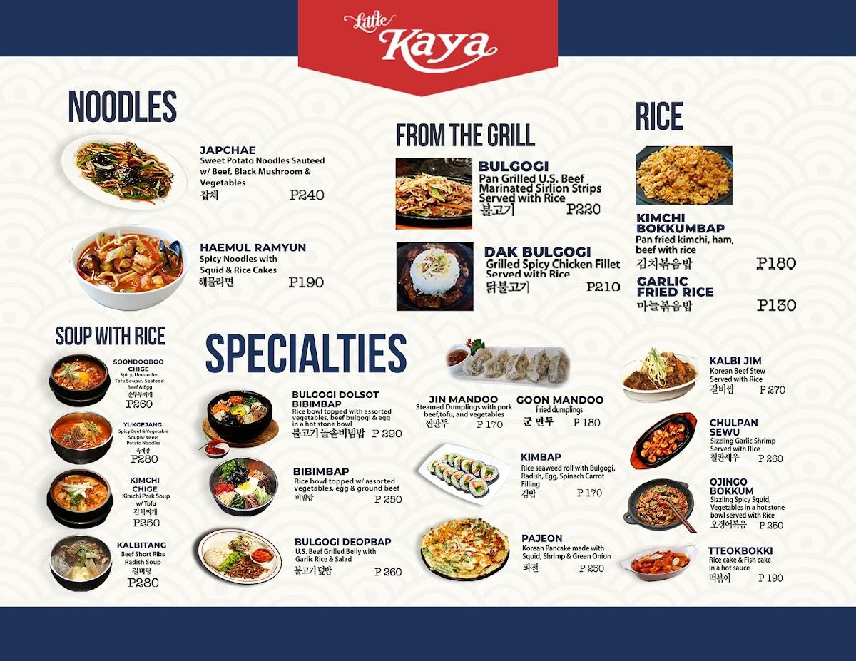 Menu at Little Kaya Korean Restaurant- Glorietta 4, Makati, Food Choices