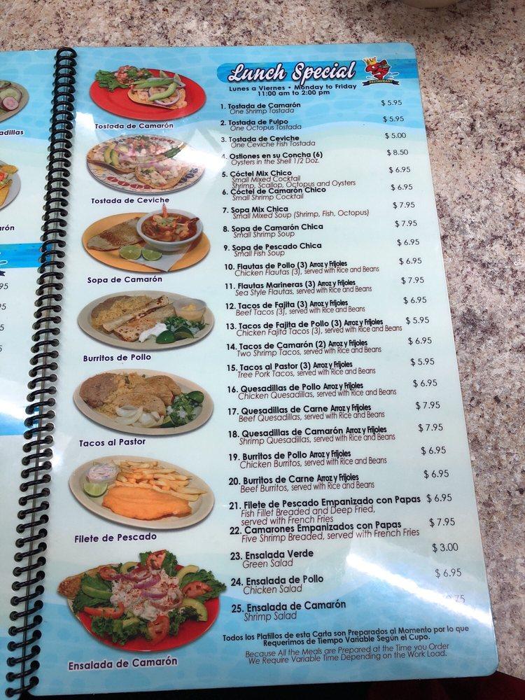 Menu at Mariscos 2000 restaurant, Dallas, Forest Ln ste 111