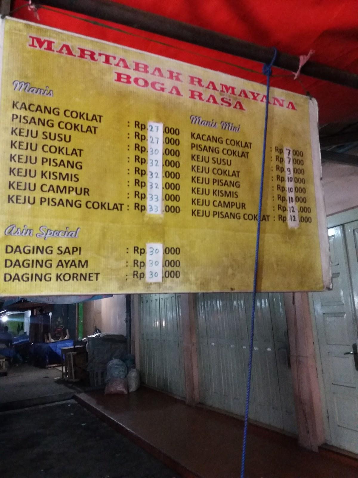 Menu at Martabak Ramayana Bogarasa cimalaka restaurant, South Sumedang