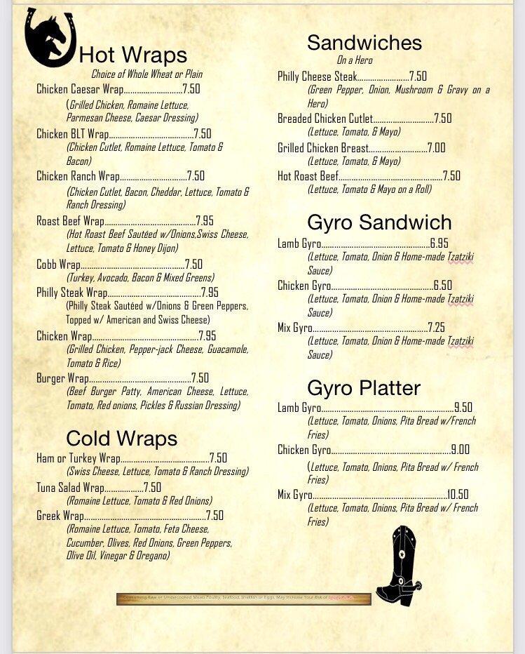 Menu at New York Diner restaurant, Charlotte