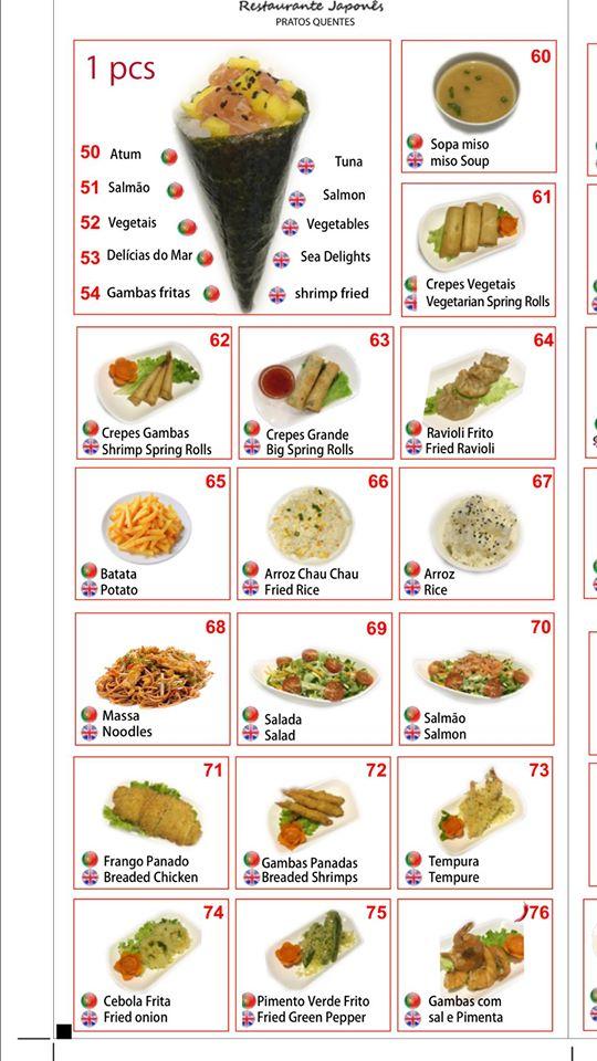 Menu at sosu sushi restaurant, Maia