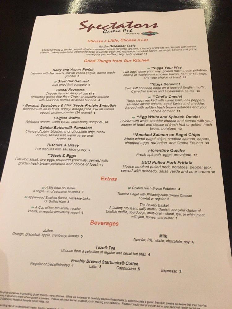 Menu at Spectators BBQ, Kansas City