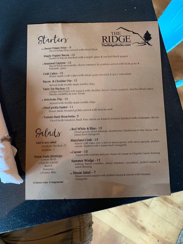 Menu at The Ridge pub & bar, Chittenango