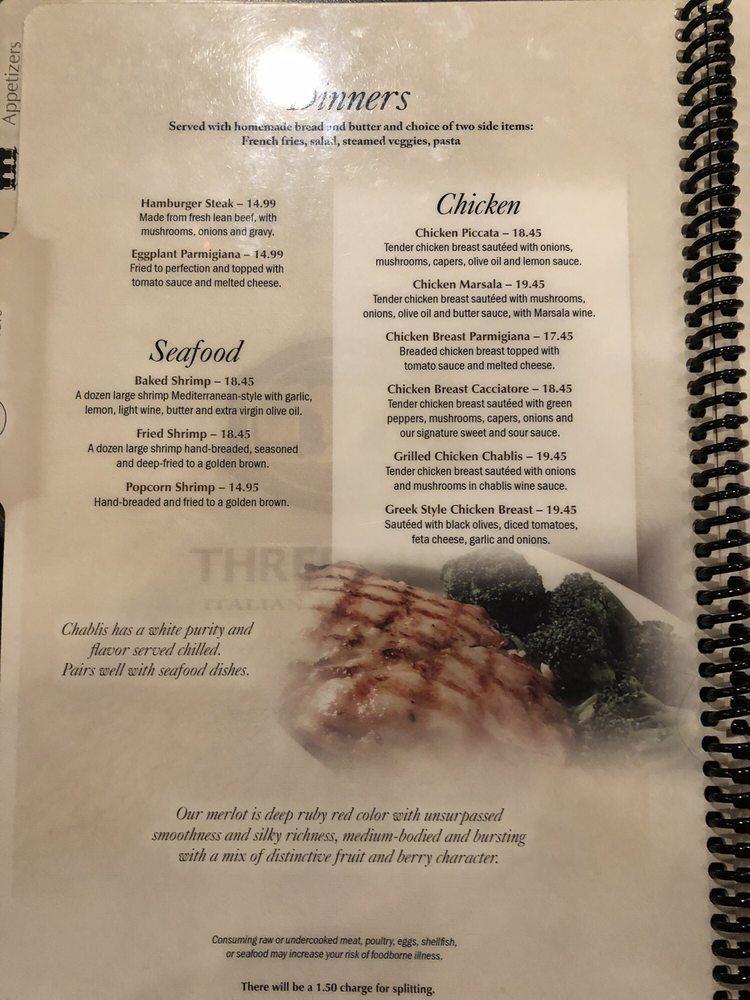 Menu at Three Guys Italian Restaurant, Franklin