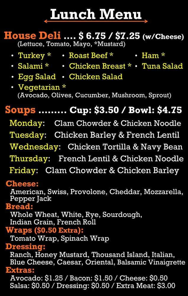 Menu at Lakeside Cafe, Santa Ana