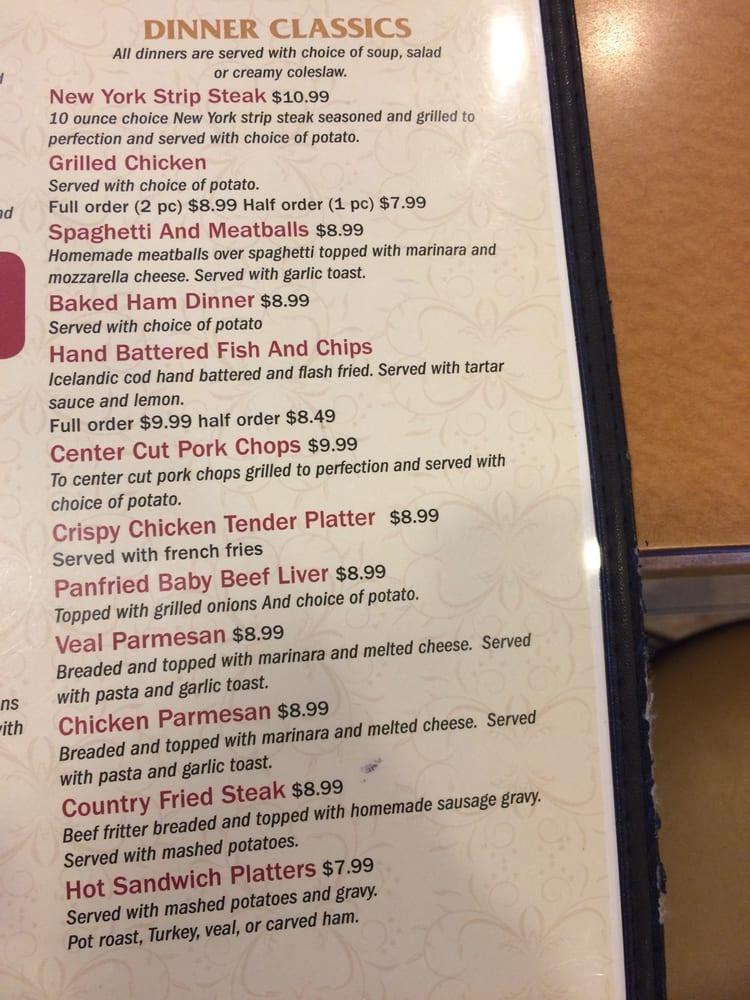 Menu at Oak Diner restaurant, Royal Oak