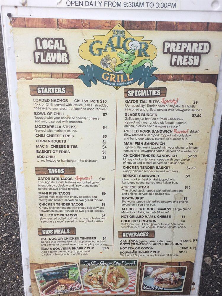 Menu at The Gator Grill, Weston