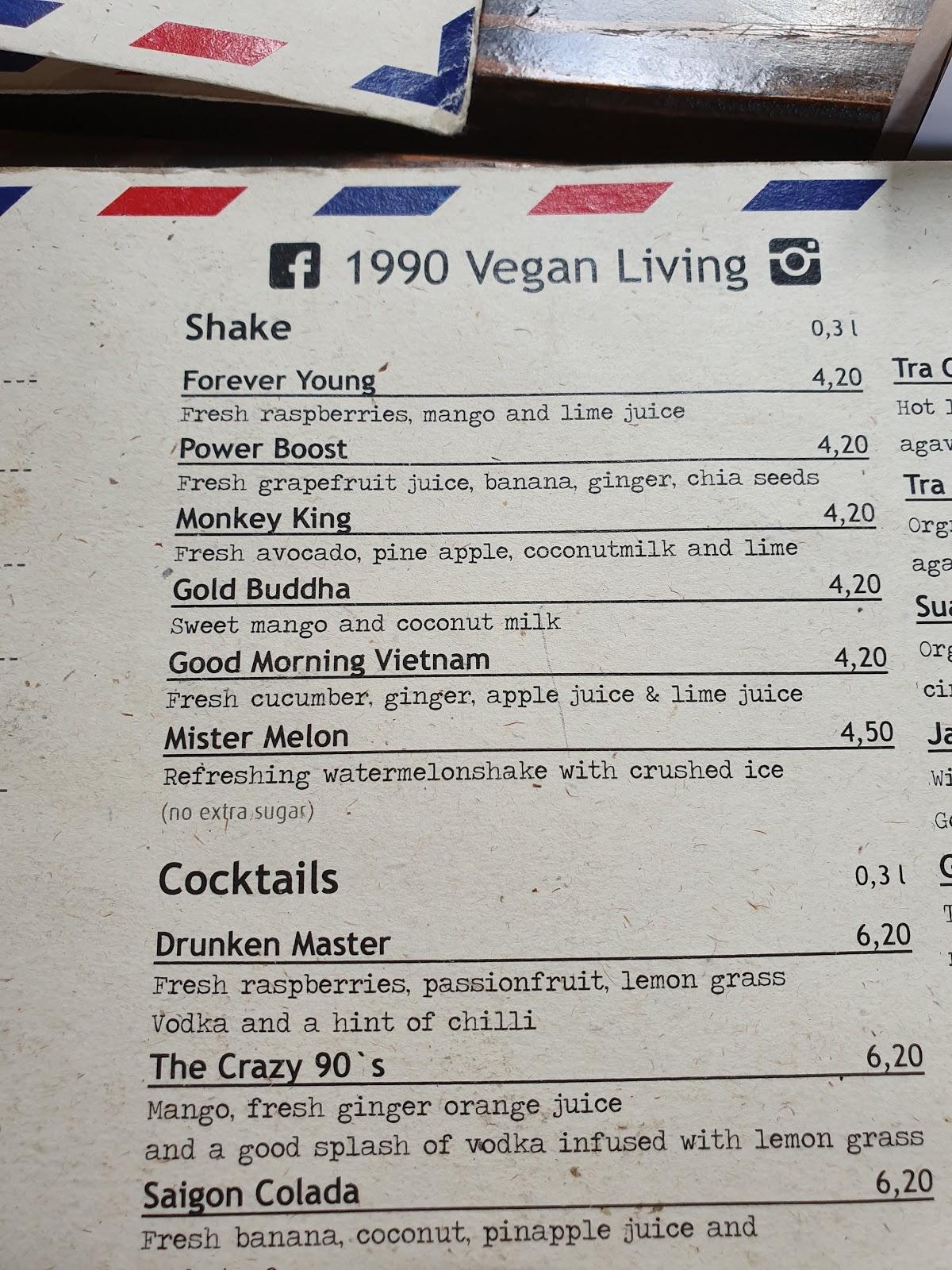 Speisekarte Von 1990 Vegan Living Restaurant, Berlin – BVMEM