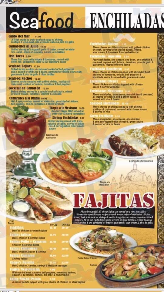 Menu at Chepe's Mexican Grill restaurant, Benton