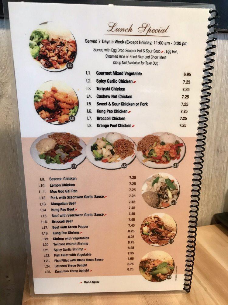 Menu at China Moon restaurant, Lake Elsinore