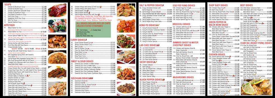 Menu at Peebles Chinese Take Away fast food, Peebles