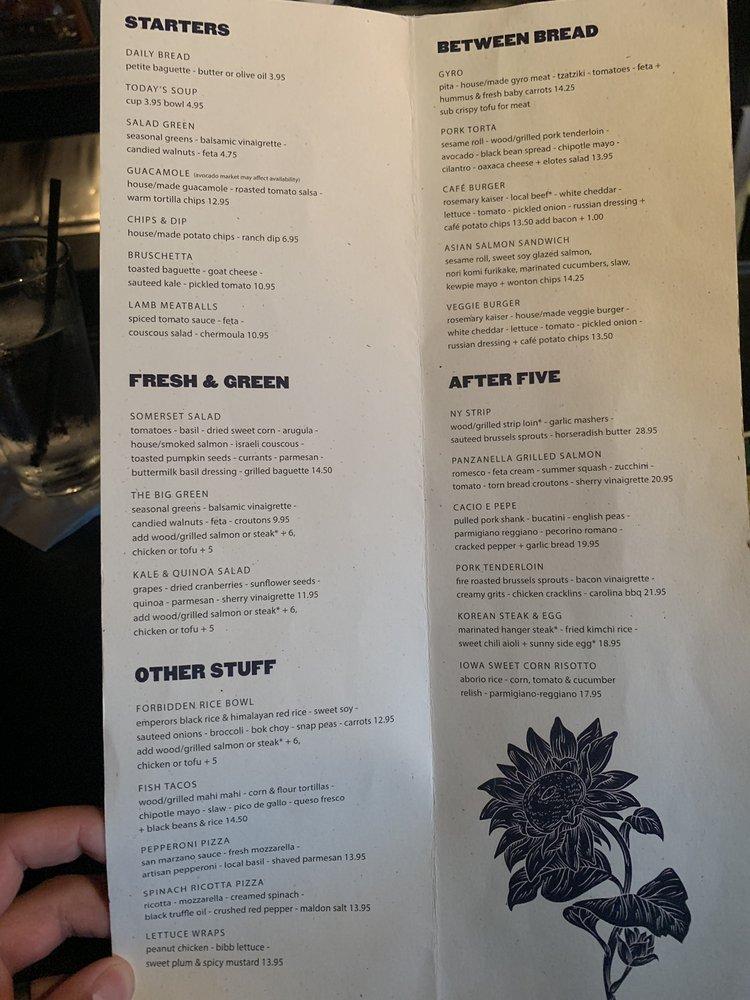 Menu at The Cafe, Ames