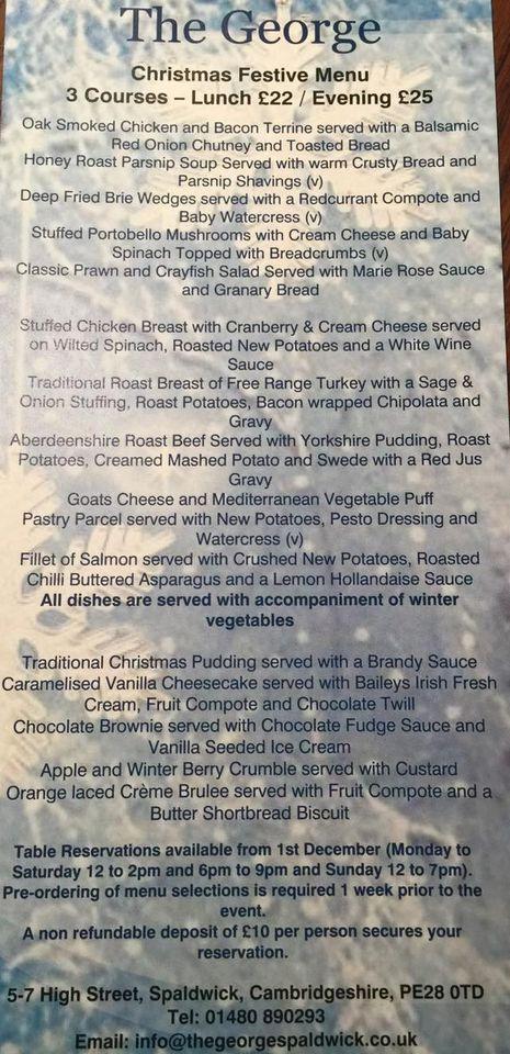 Menu at George pub & bar, Kimbolton