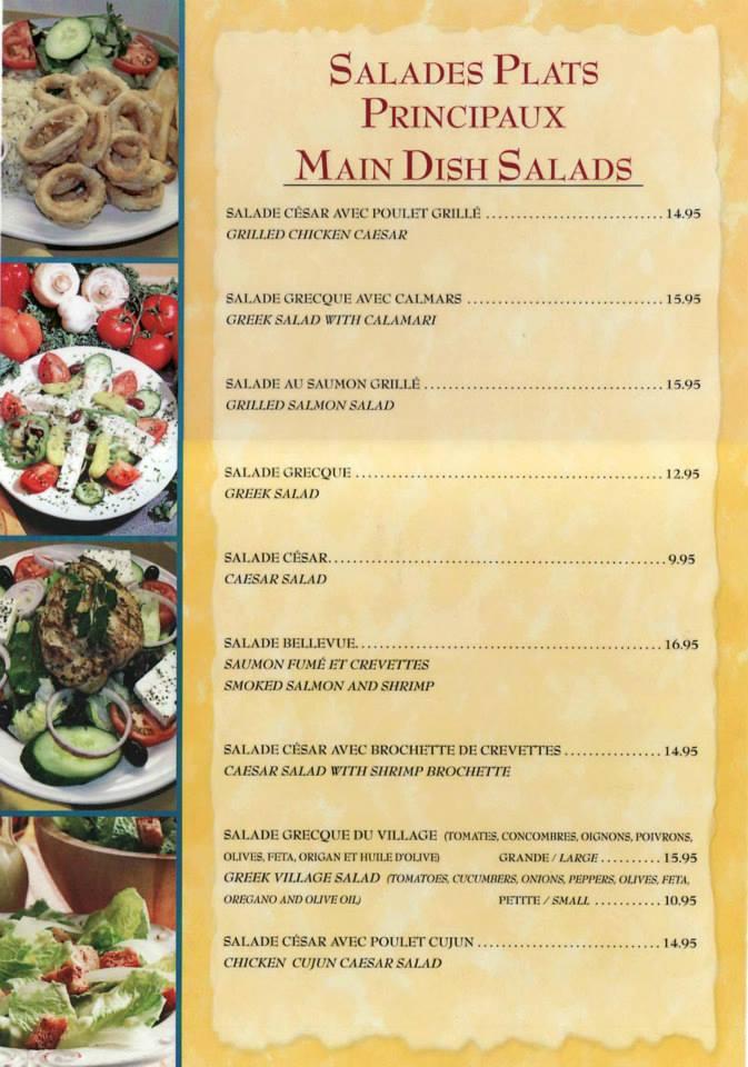 Carta del pub y bar Bellevue Resto-Grill, Sainte-Anne-de-Bellevue