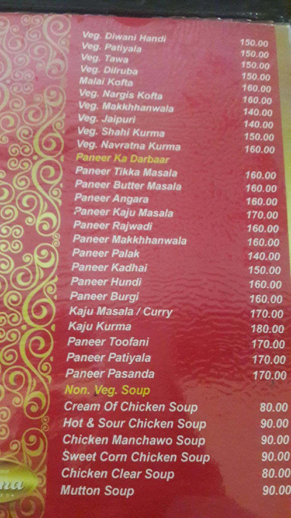 Menu at Hotel New Ratna deluxe Restaurant And bar, Sangli