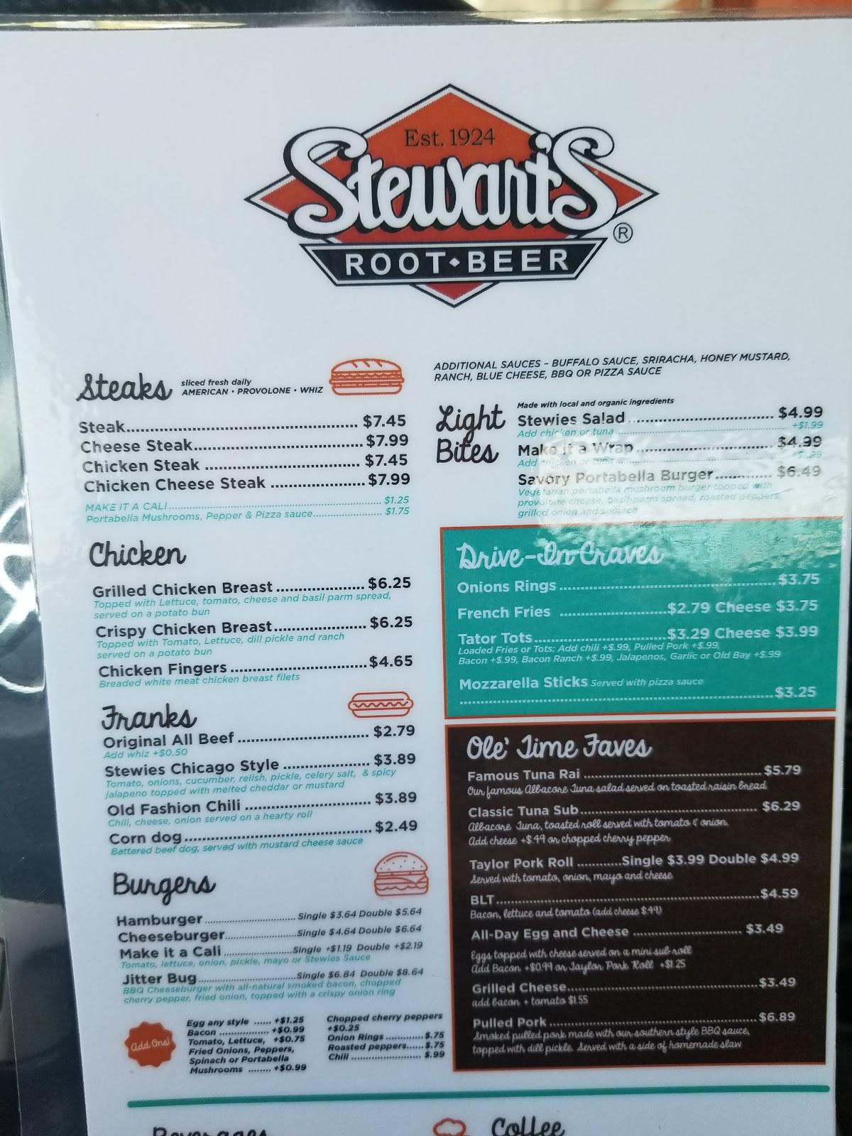 Menu at Stewart's Drive-In restaurant, Vineland