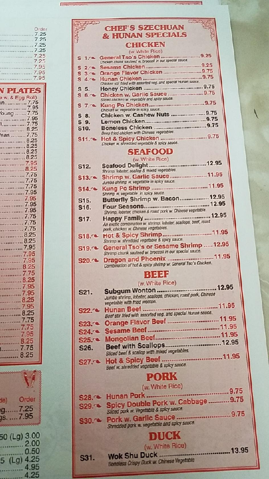 Menu at Sunshine restaurant, Kingston, 364 Broadway