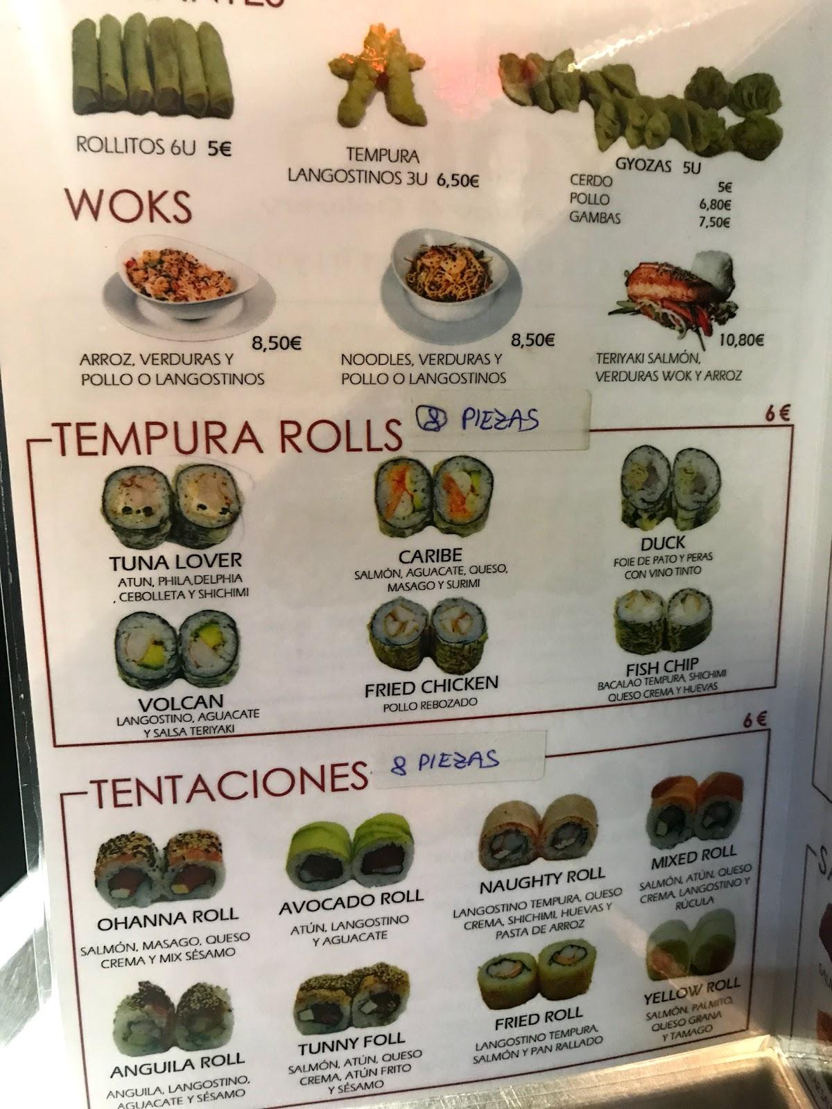 Carta del restaurante Sushiyoko, Palma del Mallorca, Calle Costa i ...