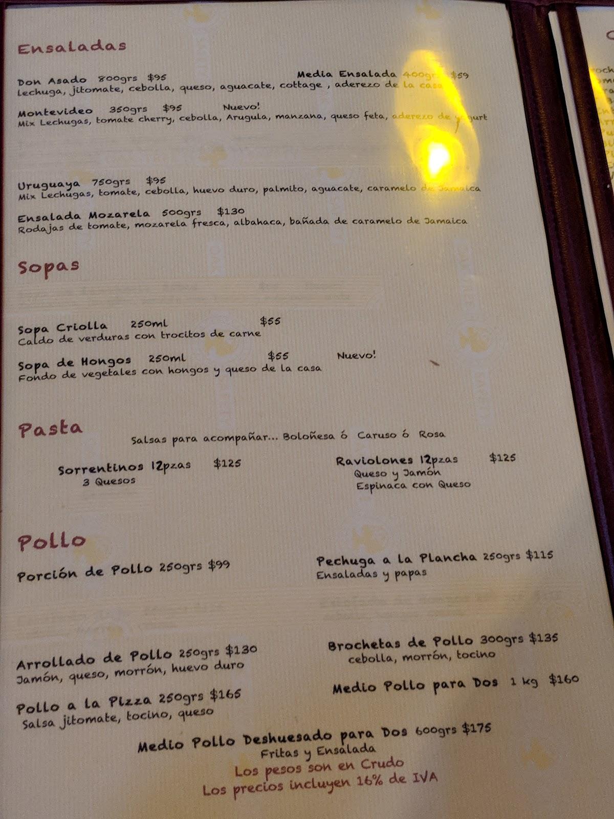 Carta del restaurante Don Asado Rio Lerma, Ciudad del México, Calle Río ...
