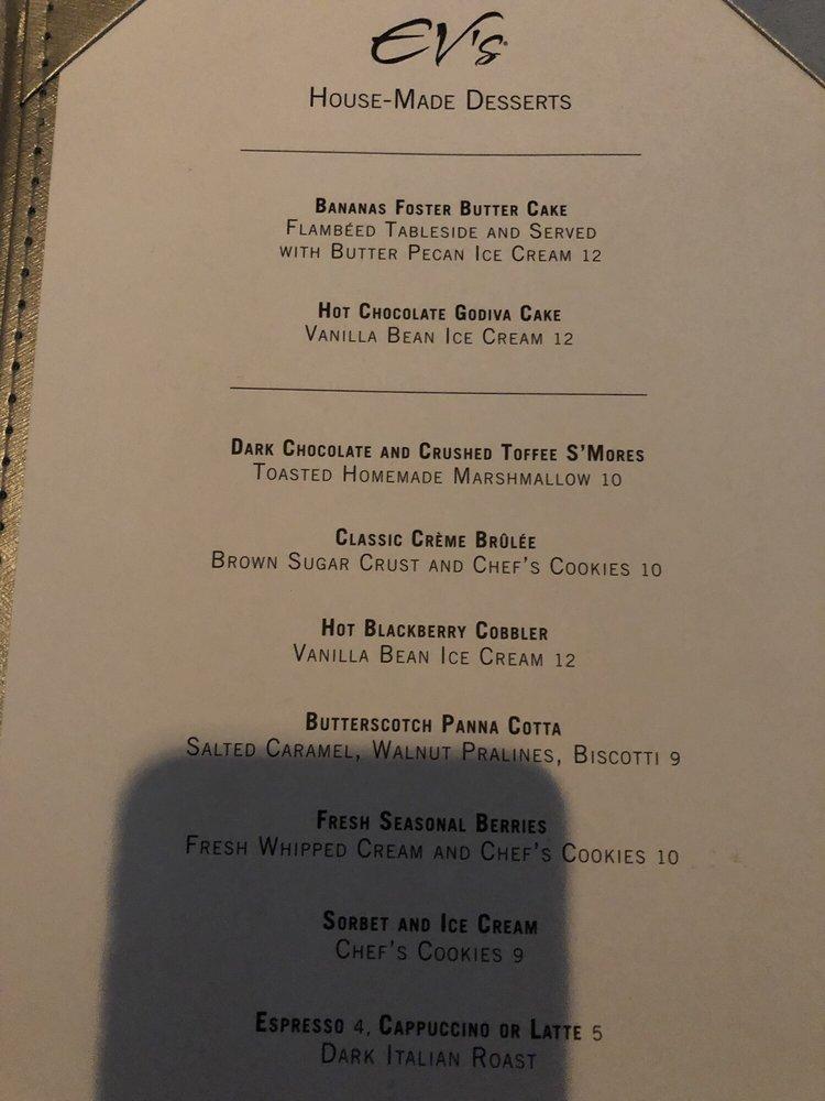 Menu at Eddie V's Prime Seafood steakhouse, Dallas