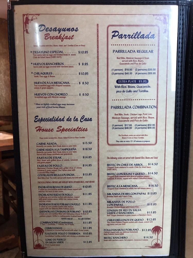 Menu at El Señorial Mexican restaurant, Milwaukee, S 31st St