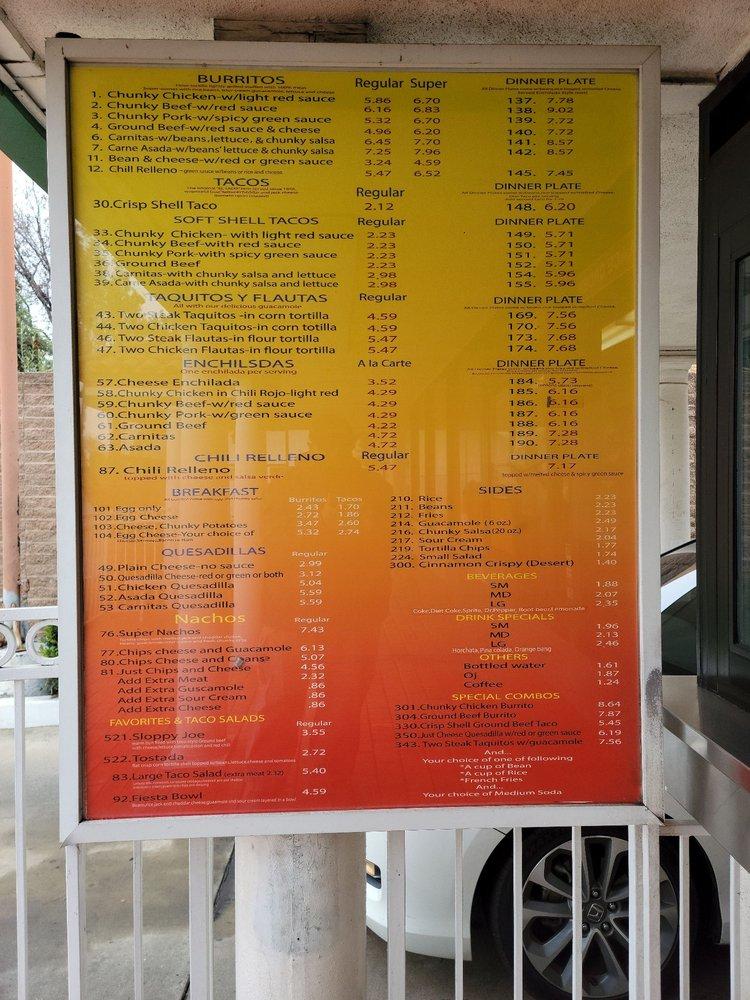Menu at El Taco restaurant, Downey, Florence Ave