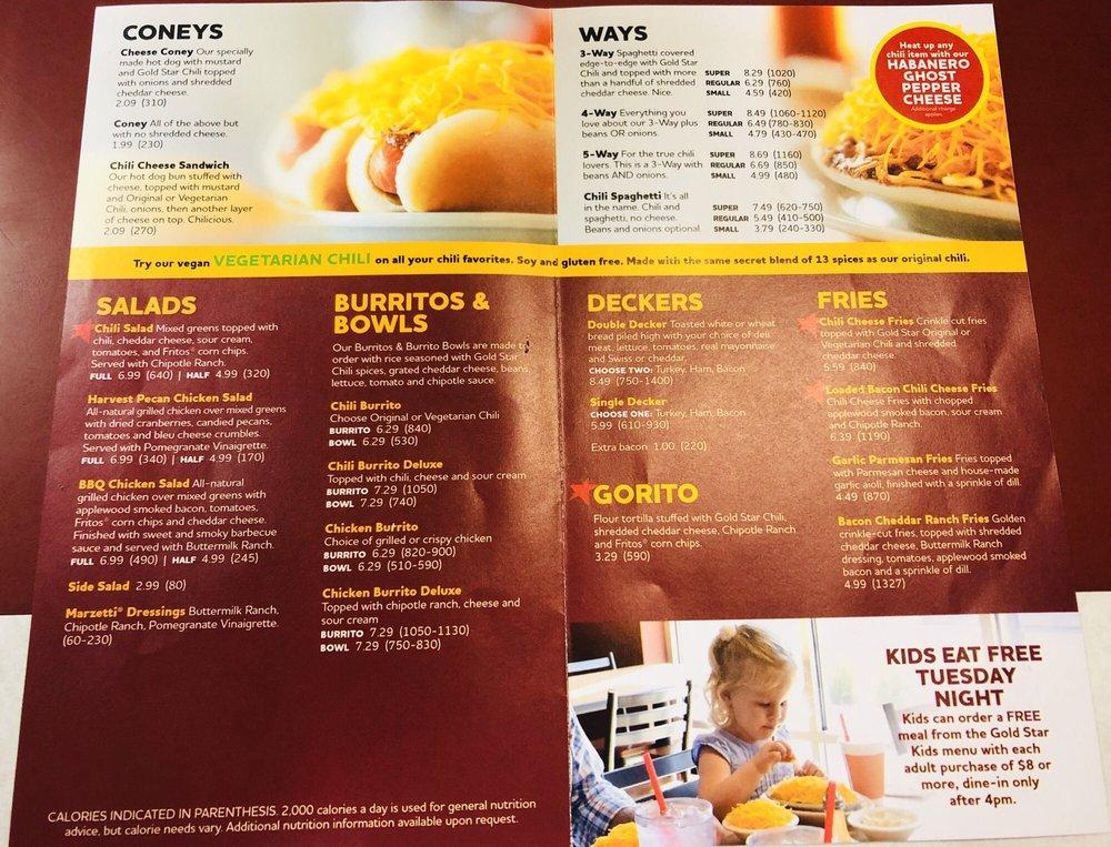 Menu at Gold Star fast food, Burlington, Burlington Pike