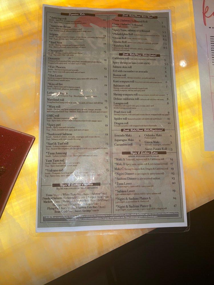 Menu at Kabuto Japanese Steakhouse and Sushi Bar, Parkville, Waltham ...