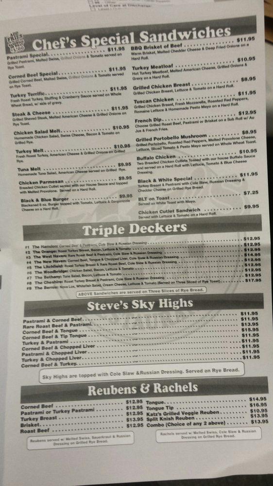 Menu at Katz's Deli Restaurant, Woodbridge