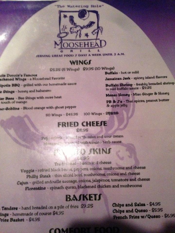 Menu at Moosehead Grill pub & bar, Charlotte